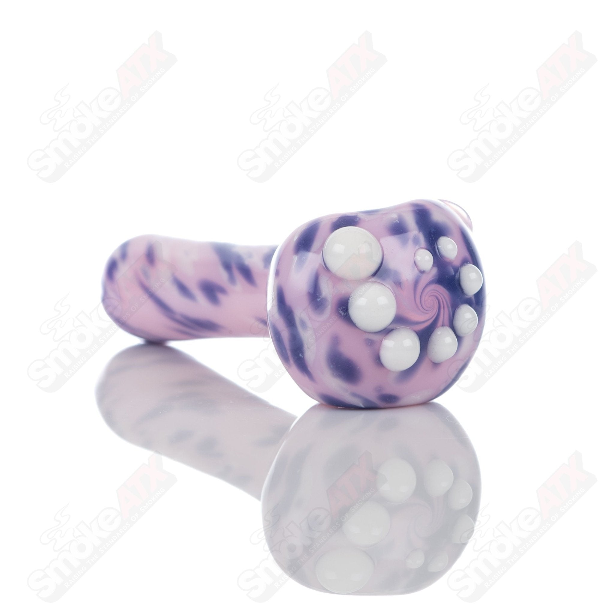 #5 Pink Splatter Spoon Pipe Adventures In Glass Blowing